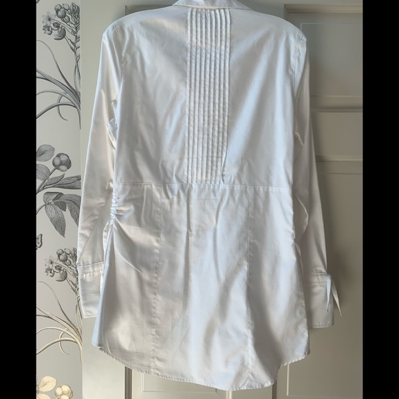 Apriori | Tops | Designer White Blouse Longer Back Gathers | Poshmark